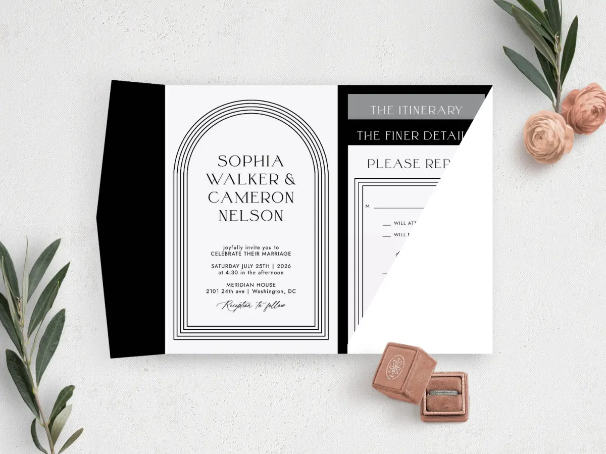 Passionate Arch Foldover Pocket Wedding Invitations | Truly Engaging